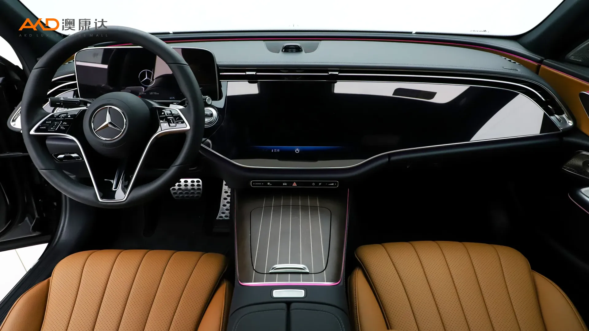 2024款奔驰E300L，棕色内饰、座椅、中控方向盘、仪表台图片3695971澳康达名车广场