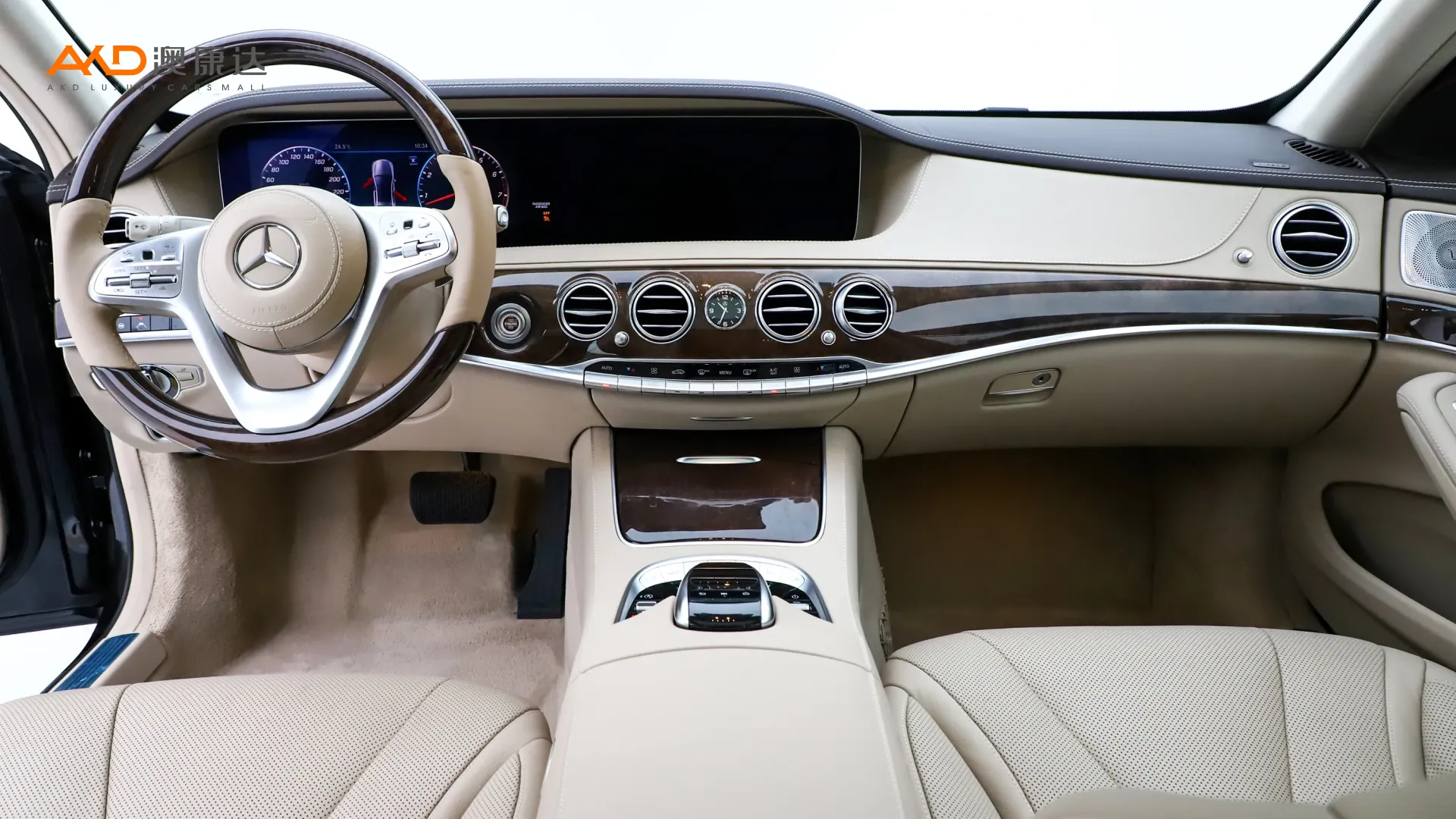 2018款奔驰S450，米黄色内饰、座椅、中控方向盘、仪表台图片3792214澳康达名车广场
