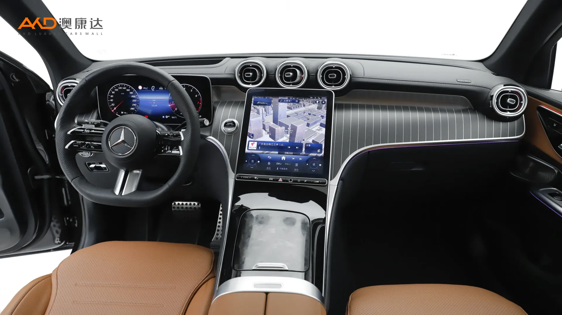 2023款奔驰GLC300L，棕色内饰、座椅、中控方向盘、仪表台图片3969451澳康达名车广场